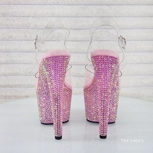 Pleaser | Shoes | Baby Pink Iridescent Rhinestone Platform 7 Stiletto ...